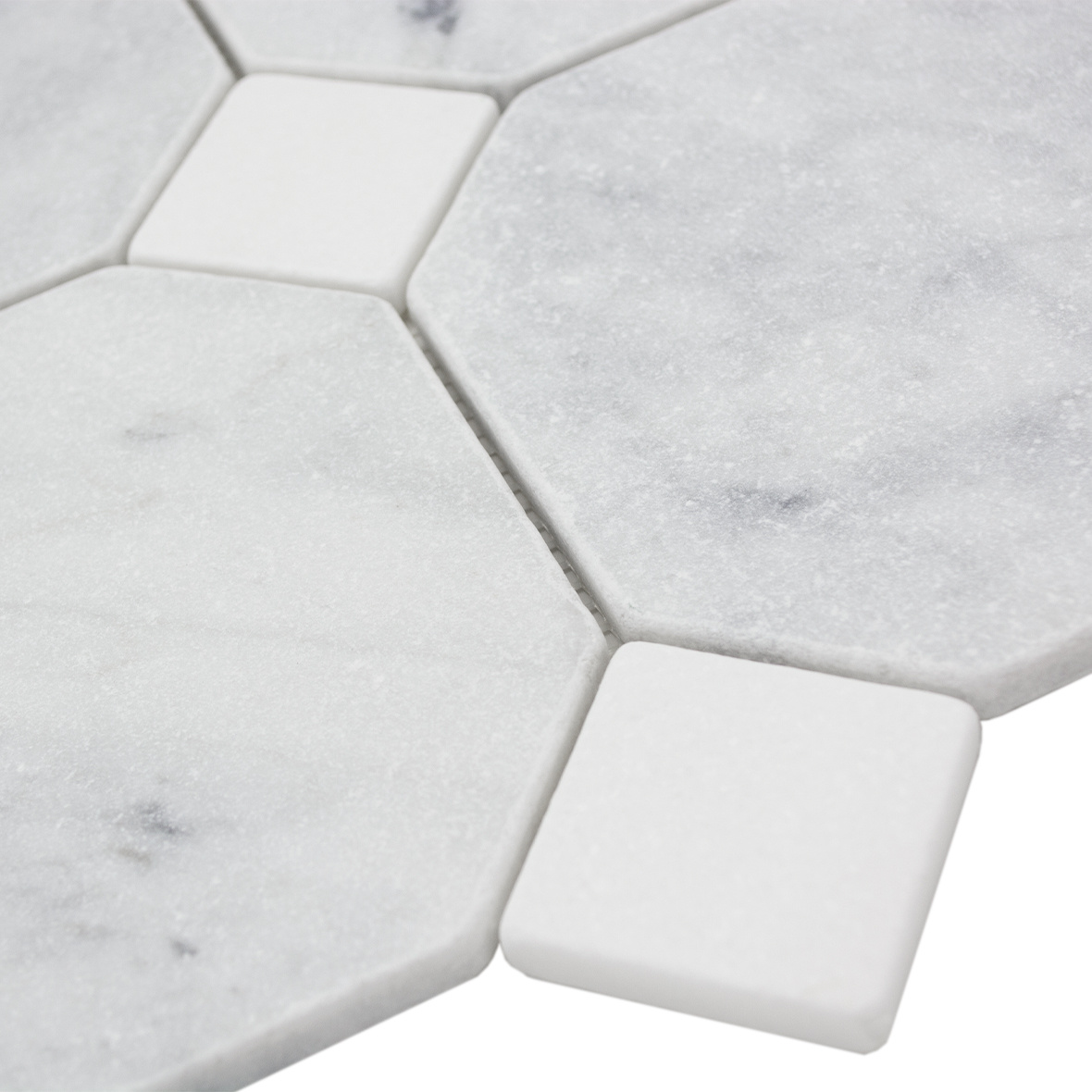 Octagon Marble Floor Tile Elongated Octagon Waterjet Mosaic Crema